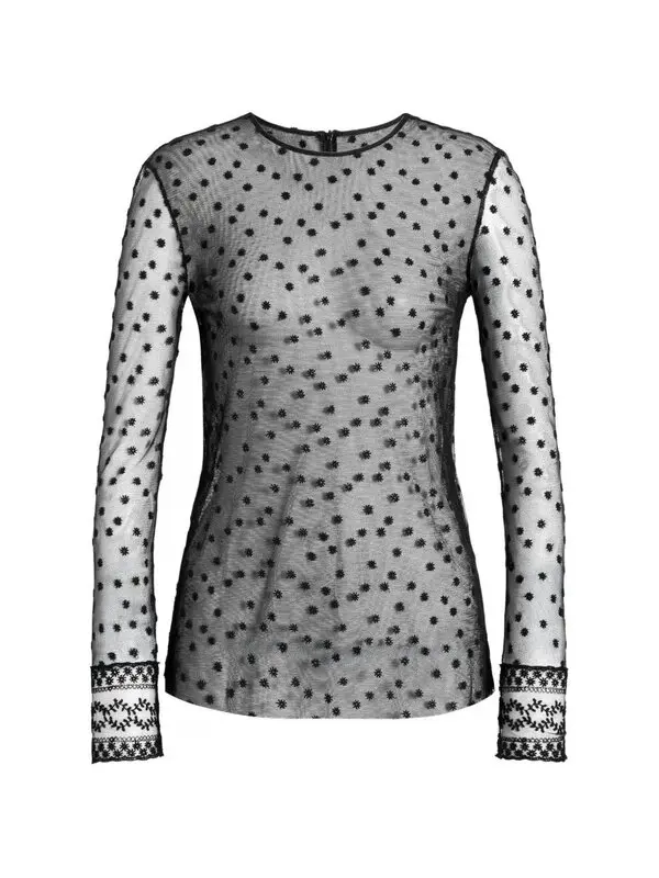 Alberta Ferretti Polka Dot Sheer Mesh Top