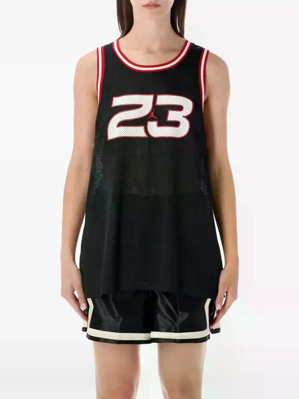 JORDAN Sleeveless Mesh Jersey With Striped Trim And Logo Patch