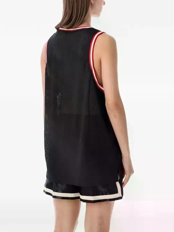 JORDAN Sleeveless Mesh Jersey With Striped Trim And Logo Patch