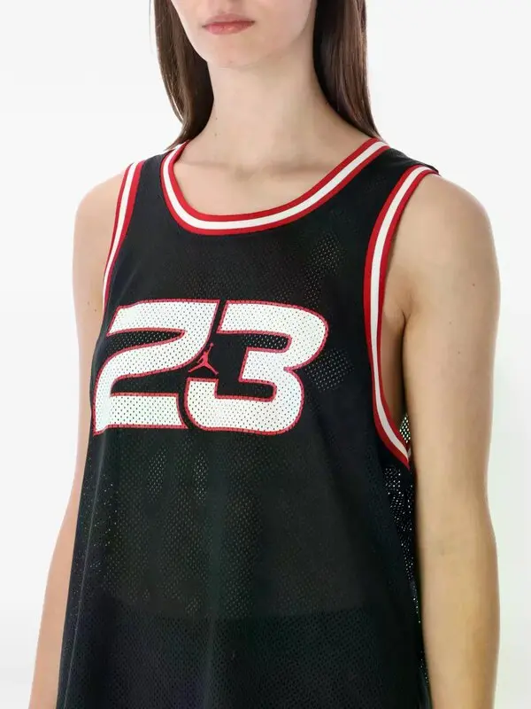 JORDAN Sleeveless Mesh Jersey With Striped Trim And Logo Patch