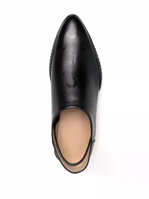 MARINE SERRE Leather Crescent Moon Print Slingback Flats