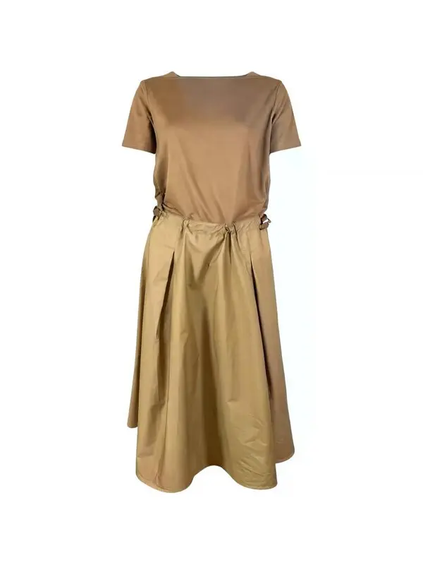 Herno Drawstring Pleated Midi Dress - Brown