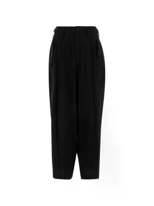 Y’s Pleated Wide-leg Trousers - Black
