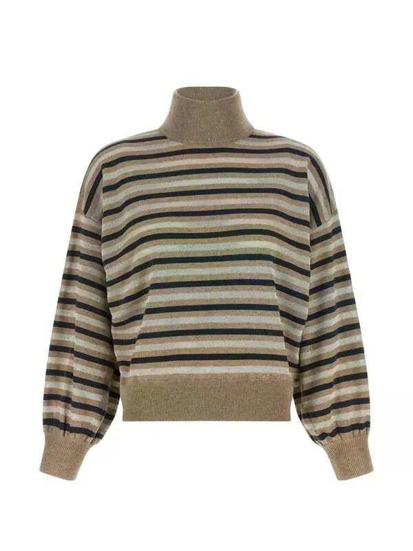 Brunello Cucinelli Striped Lamé-knit Sweater - Neutrals