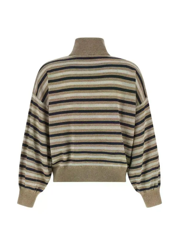Brunello Cucinelli Striped Lamé-knit Sweater - Neutrals