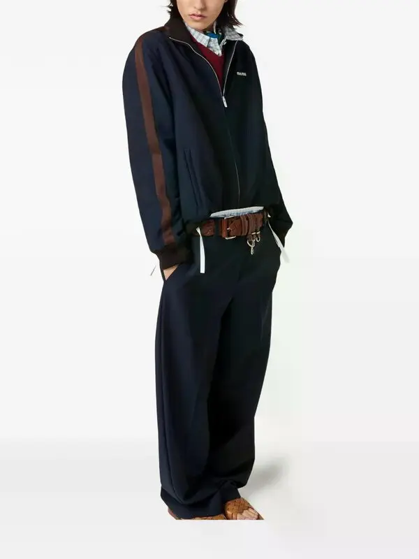 Miu Miu Kid Mohair Blouson Jacket With Sporty Stripes