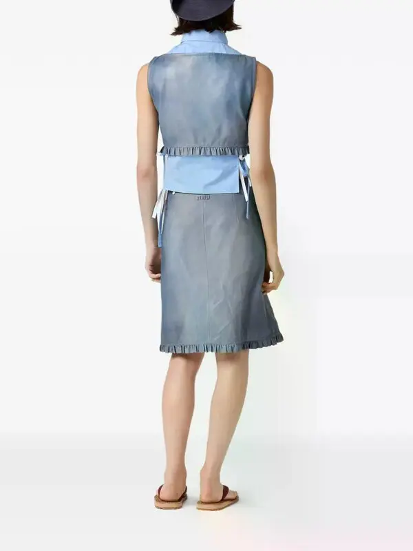 Miu Miu Nappa Leather Ruffled Skirt - Blue