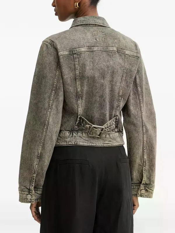 Pinko Acid-wash Buckle Detail Denim Jacket