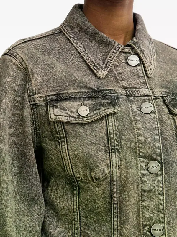Pinko Acid-wash Buckle Detail Denim Jacket