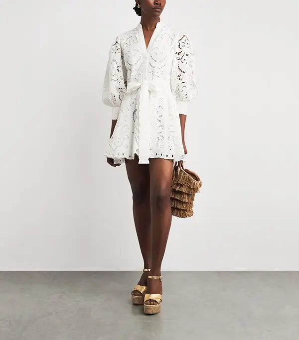 Alice + Olivia Embroidered Lucy Mini Shirt Dress