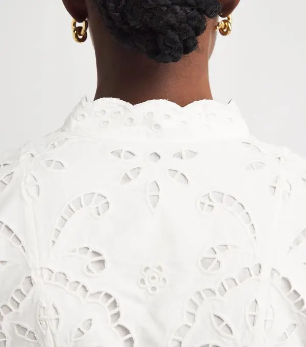 Alice + Olivia Embroidered Lucy Mini Shirt Dress