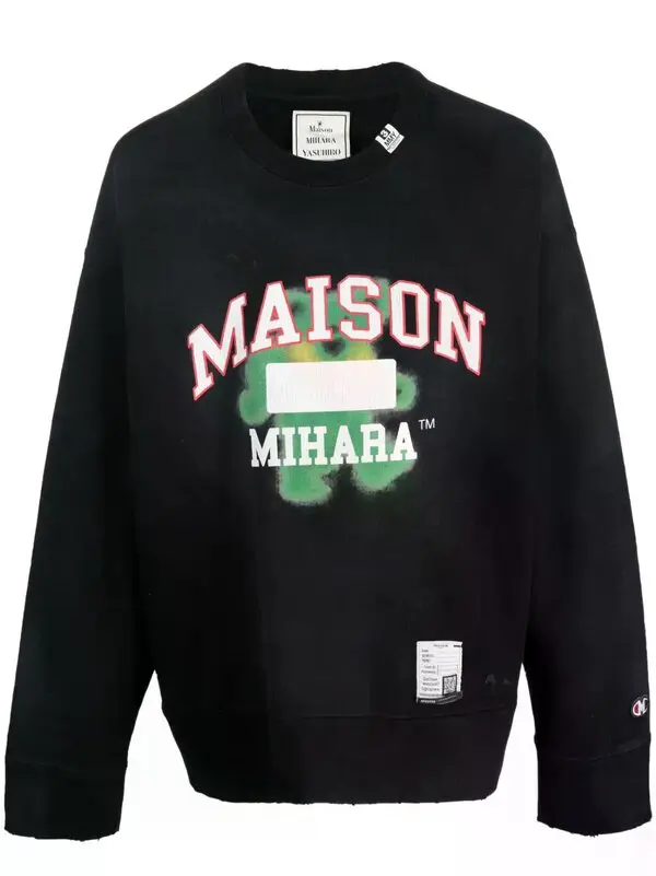 Mihara Yasuhiro Distressed Logo Cotton Sweatshirt - Black