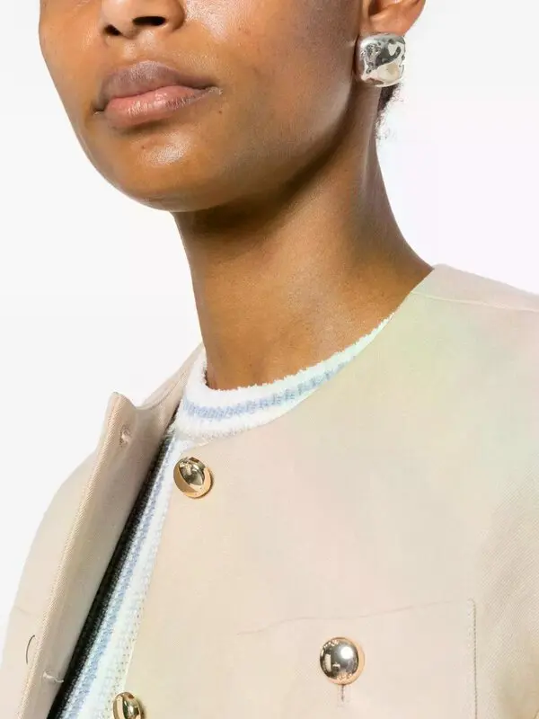 Maje Cropped Button-up Blazer With Gold-tone Hardware - Neutrals