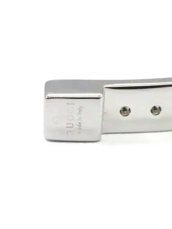 Gucci 18k White Gold Engraved Icon Motif Cuff Bracelet