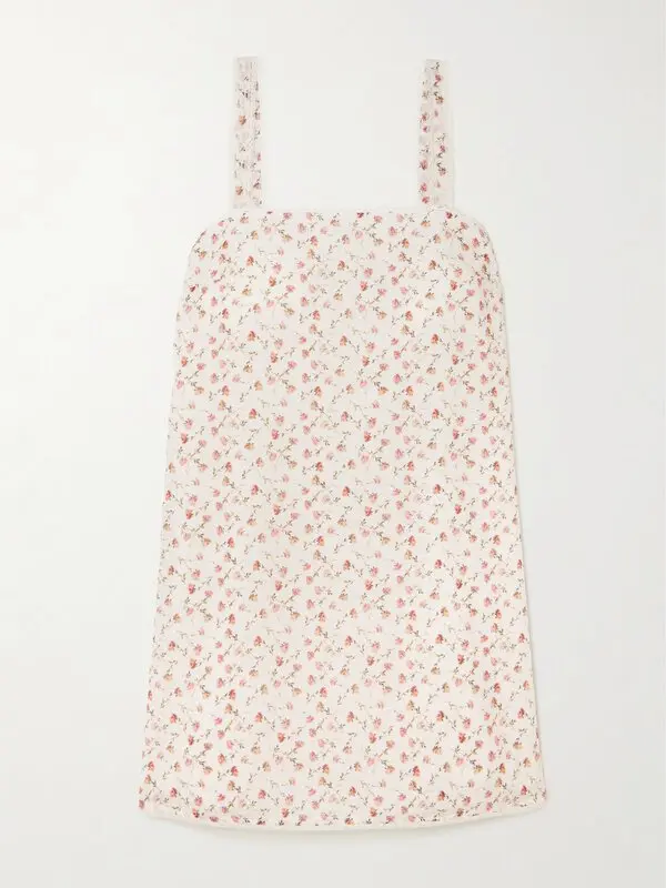 Posse Charlotte Lace-trimmed Floral-print Cotton Mini Dress - Multi