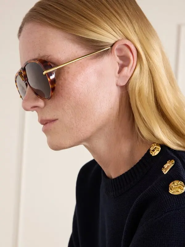 Bottega Veneta Drop Aviator Sunglasses - Tortoiseshell