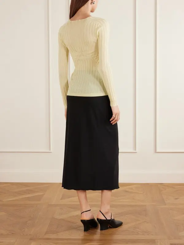 JIL SANDER Ribbed Cashmere And Silk-blend Sweater - Yellow