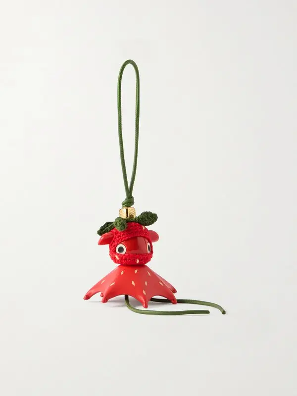 Loewe Strawberry Logo-embellished Leather Charm - Red