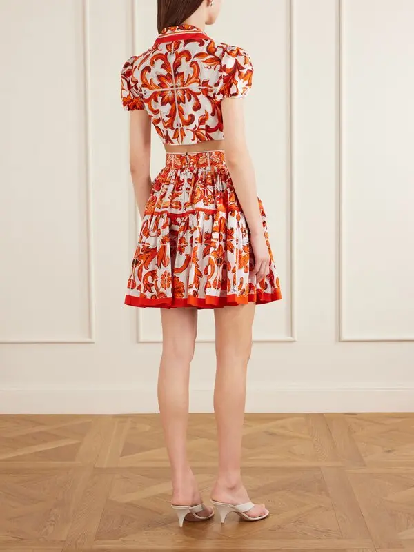 Dolce & Gabbana Printed Cotton-poplin Mini Skirt