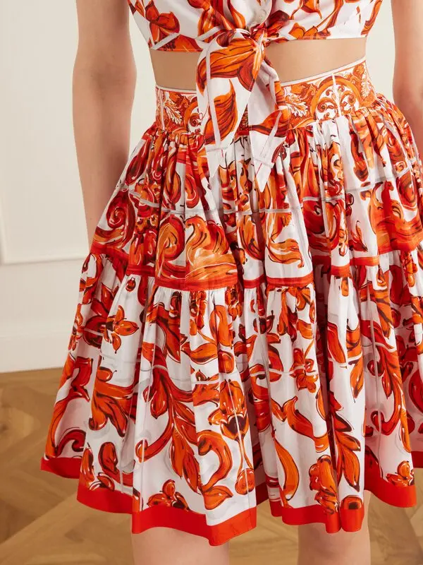 Dolce & Gabbana Printed Cotton-poplin Mini Skirt
