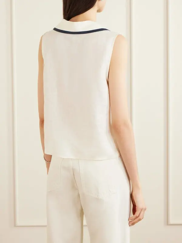 FRAME Cabana Linen Sleeveless Shirt