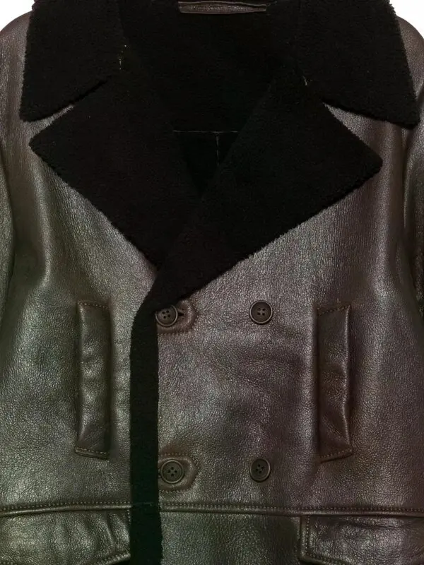 SALVATORE SANTORO Double-breasted Shearling-collar Coat