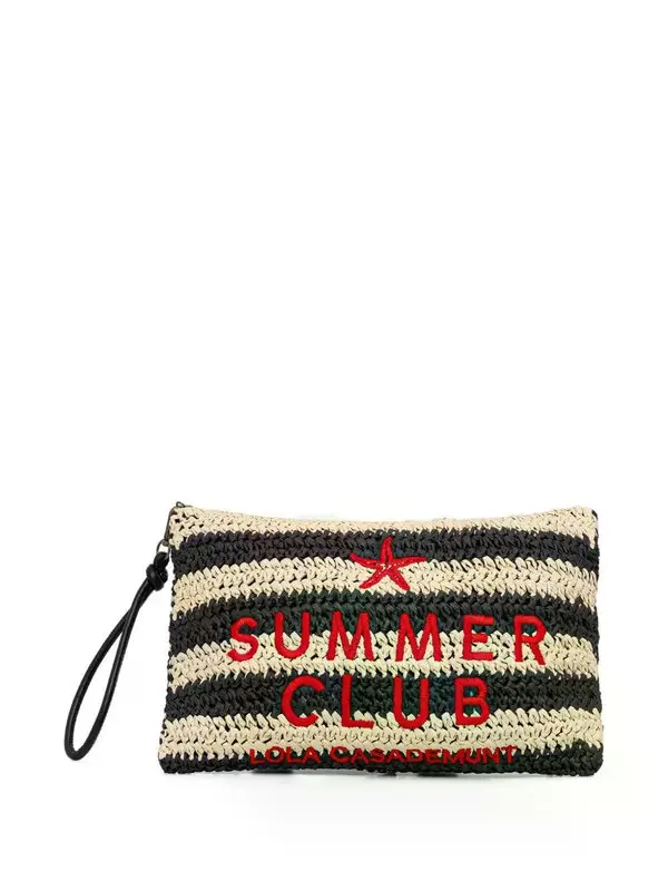 Lola Casademunt Striped Starfish Motif Woven Wallet With Wrist Strap - Black