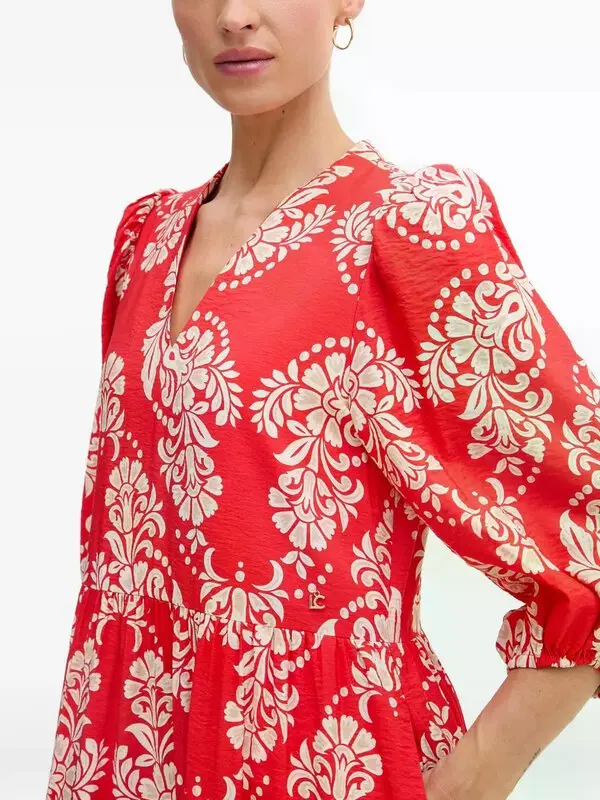Lola Casademunt Damask Print V-neck Midi Dress