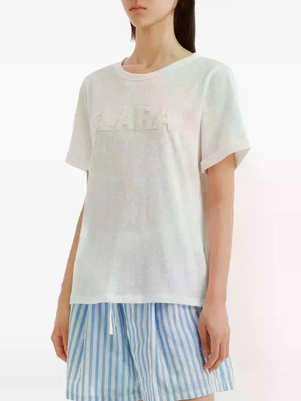 B+AB Embroidered Detail Crewneck T-shirt - Neutrals