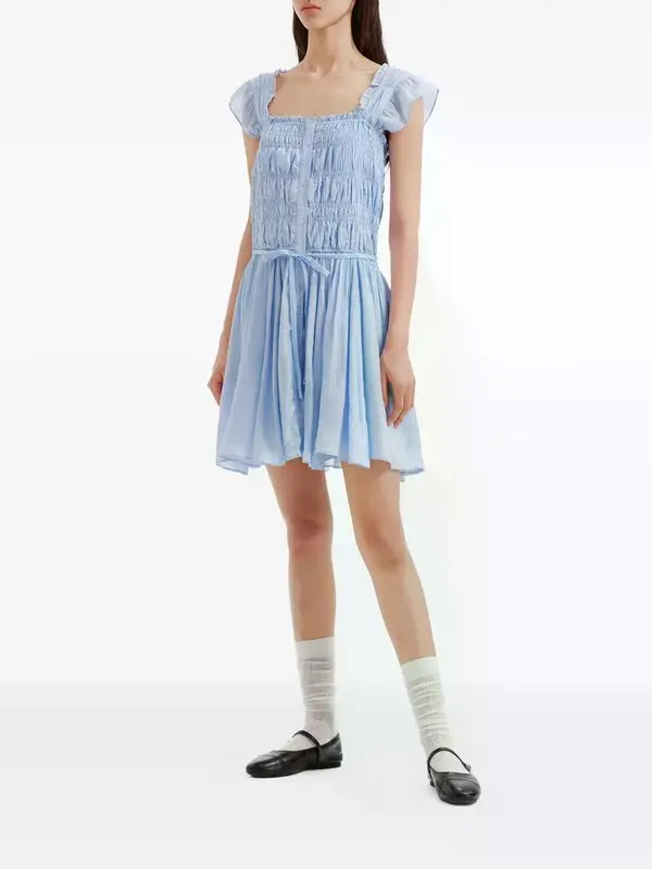 B+AB Ruffled Sleeve Mini Dress - Blue
