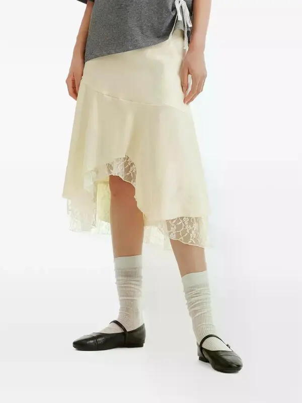 B+AB Asymmetric Midi Skirt With Lace Trim