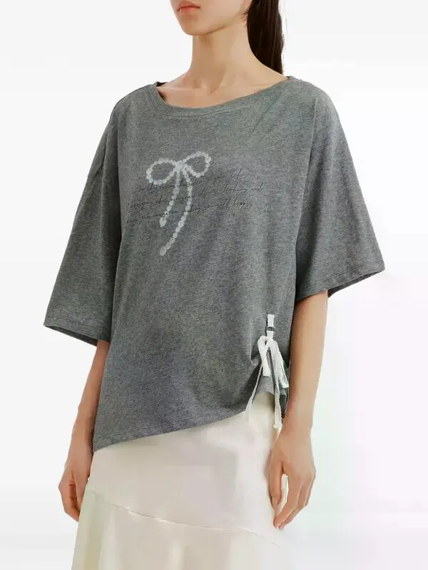 B+AB Bow Print Lace-up T-shirt - Grey
