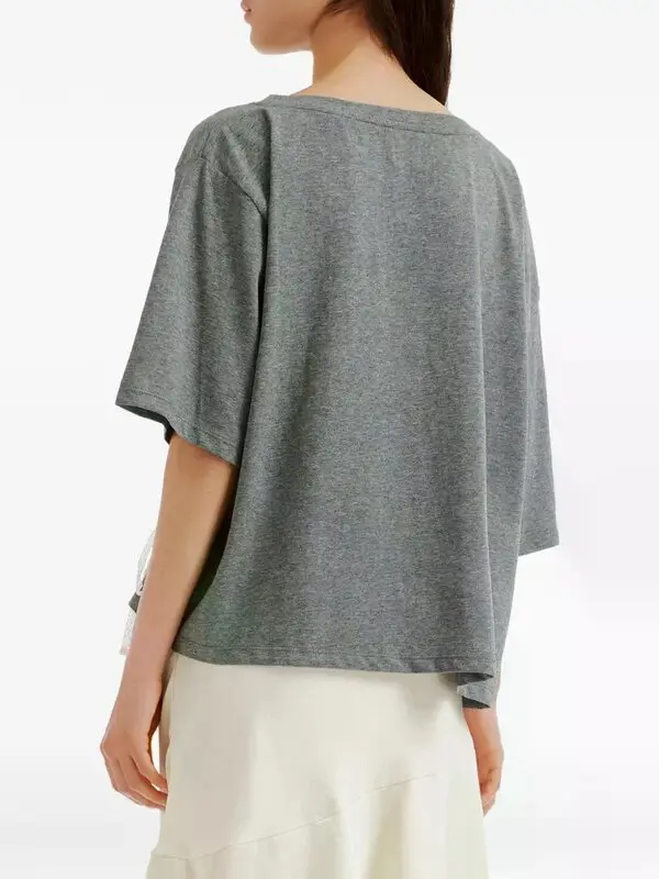 B+AB Bow Print Lace-up T-shirt - Grey
