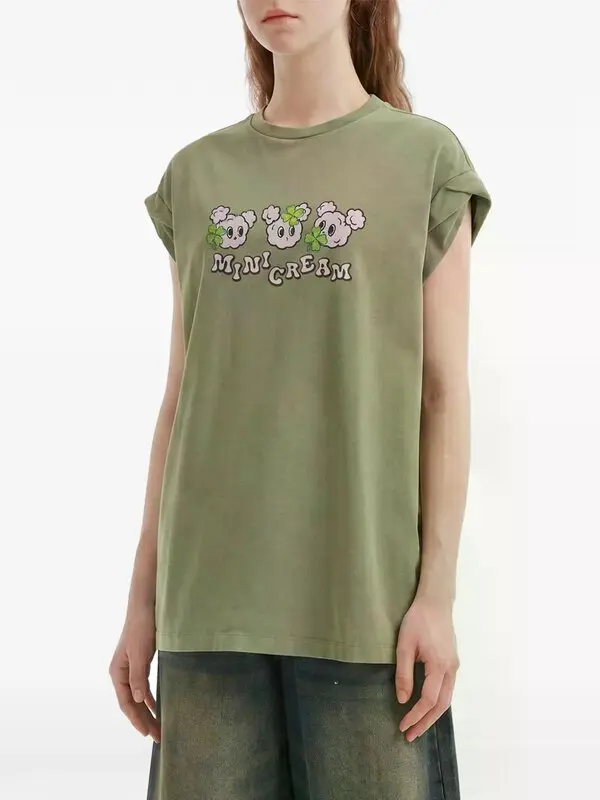 MINI CREAM Graphic Print Sleeveless T-shirt