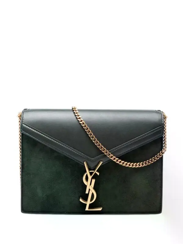 Saint Laurent Suede And Calfskin Cassandra Bag - Green