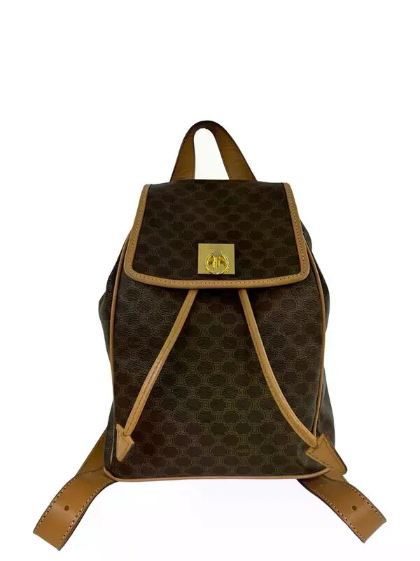 Celine 20th Century Macadam Coated Canvas Drawstring Backpack