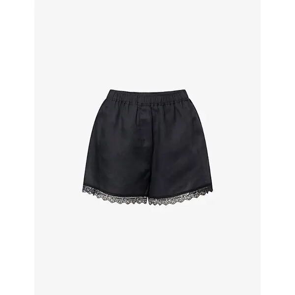 GANNI Lace Hem Linen Shorts