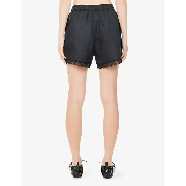 GANNI Lace Hem Linen Shorts