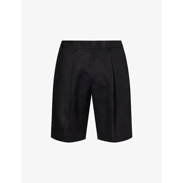Nn07 Nn.07 Pleated Linen Shorts - Black