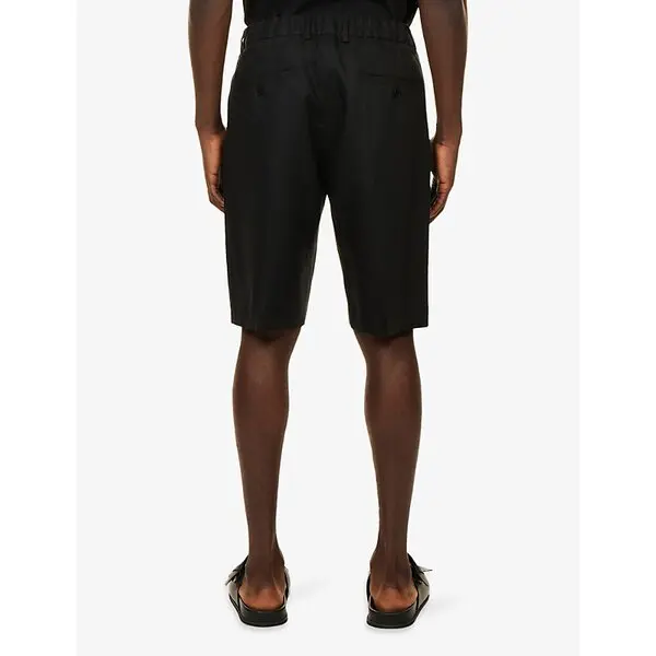 Nn07 Nn.07 Pleated Linen Shorts - Black