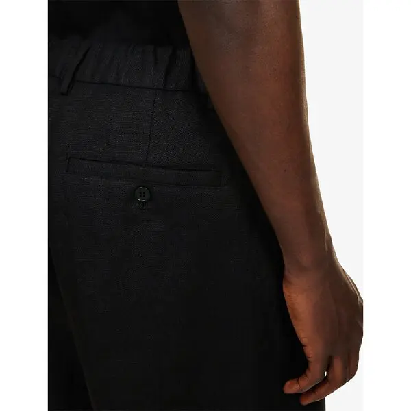 Nn07 Nn.07 Pleated Linen Shorts - Black