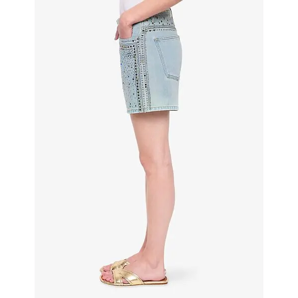 Zadig&Voltaire Stud-embellished Denim Shorts - Light Blue