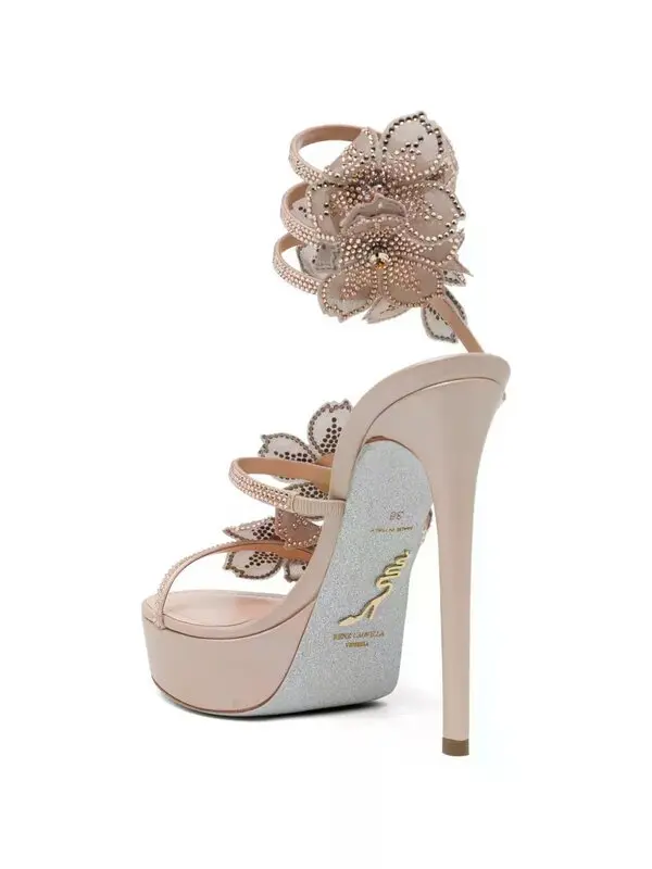 Rene Caovilla 130mm Crystal-embellished Floral Platform Sandals