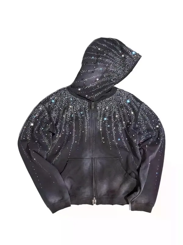 BIRTH OF ROYAL CHILD Embellished Zip Hoodie - Grey