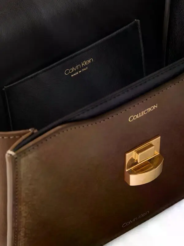 Calvin Klein Print Leather Shoulder Bag - Brown
