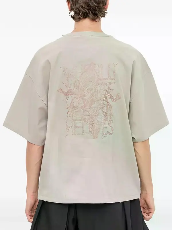 SONGZIO Embroidered Polyptych Woven T-shirt - Neutrals