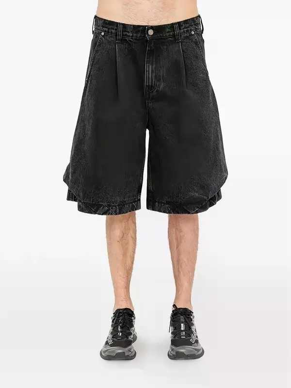 SONGZIO Bias Drape Acid Wash Shorts