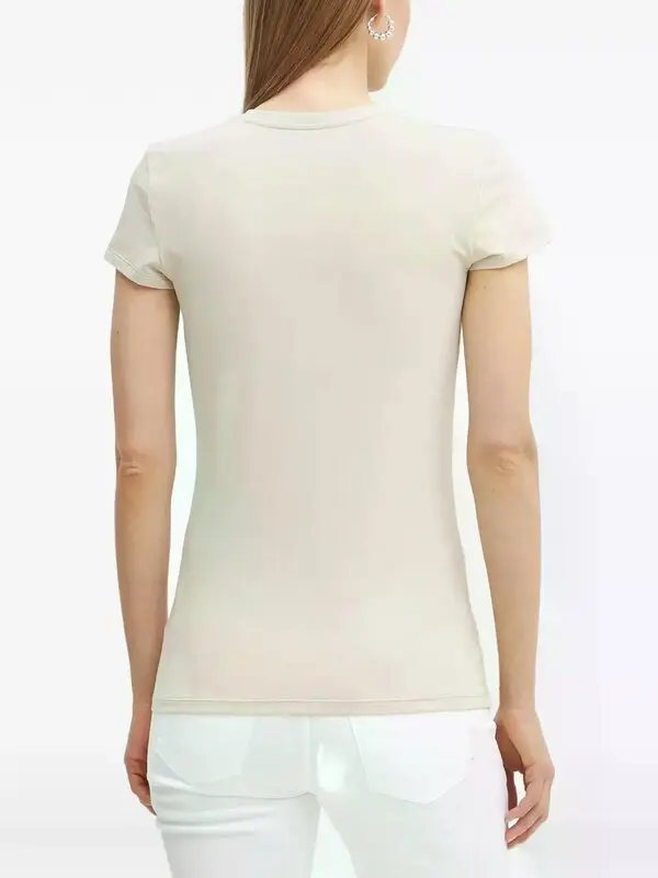 Armani Exchange V-neck Logo Patch T-shirt - Neutrals