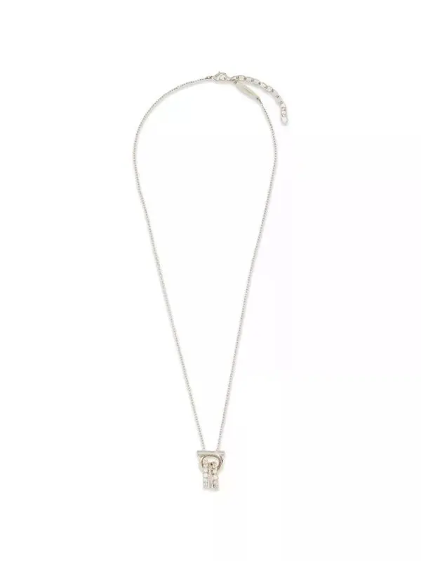 FERRAGAMO Gancini Pendant Necklace With Crystal Rings - Silver