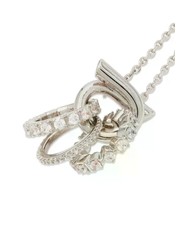 FERRAGAMO Gancini Pendant Necklace With Crystal Rings